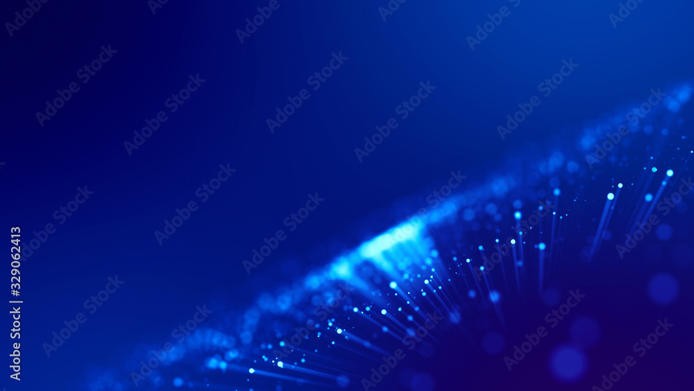 Blue light rays like laser show for bright festive presentation. 3d ...