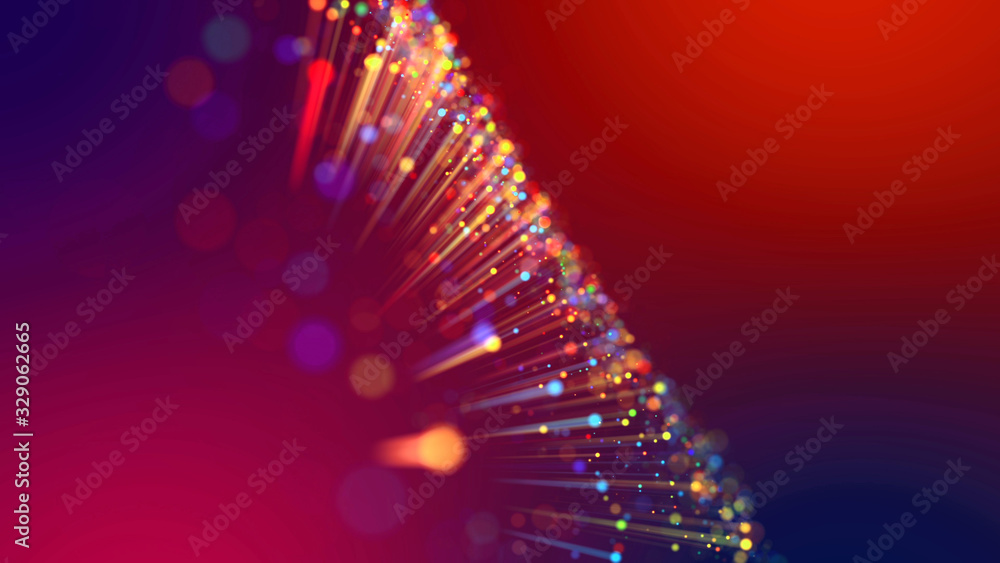 Abstract explosion of multicolored shiny particles like sparkles with ...