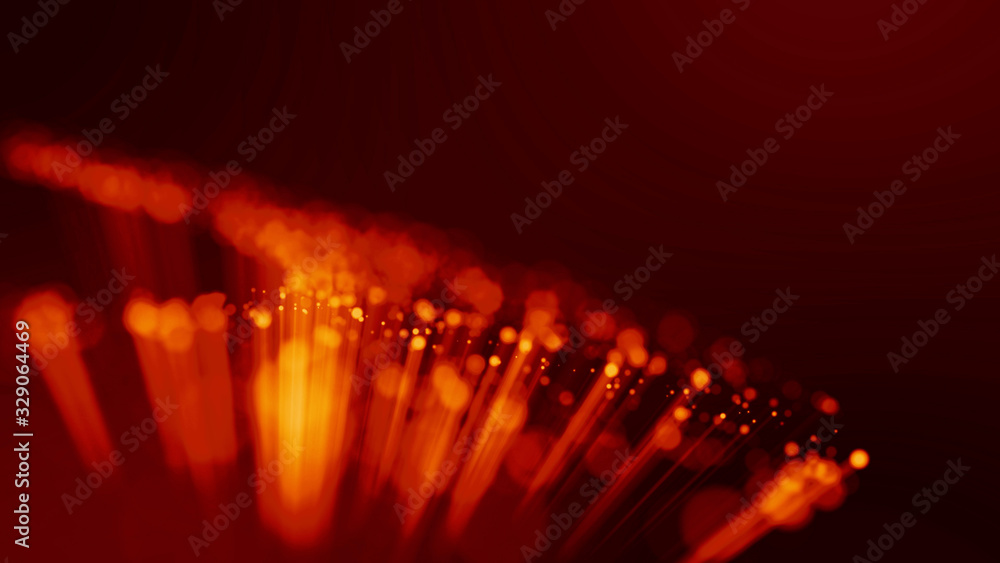 3d rendering of abstract red fiery background with glowing particles ...