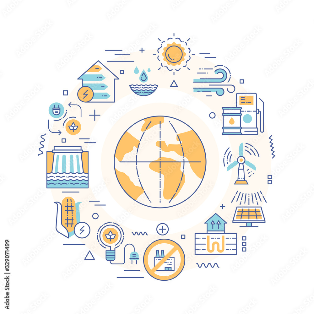 Alternative energy resources web banner. Green city. Environment ...