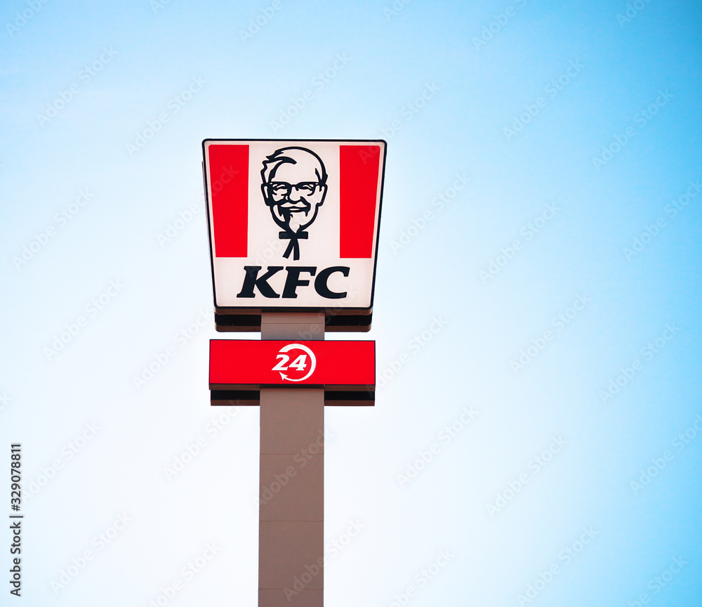 KFC fast food restaurant 24h street stelae signage Stock Photo | Adobe ...