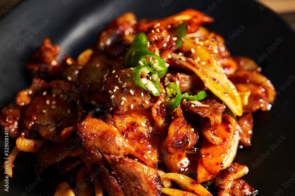 Korean spicy stir fried pork Stock Photo | Adobe Stock