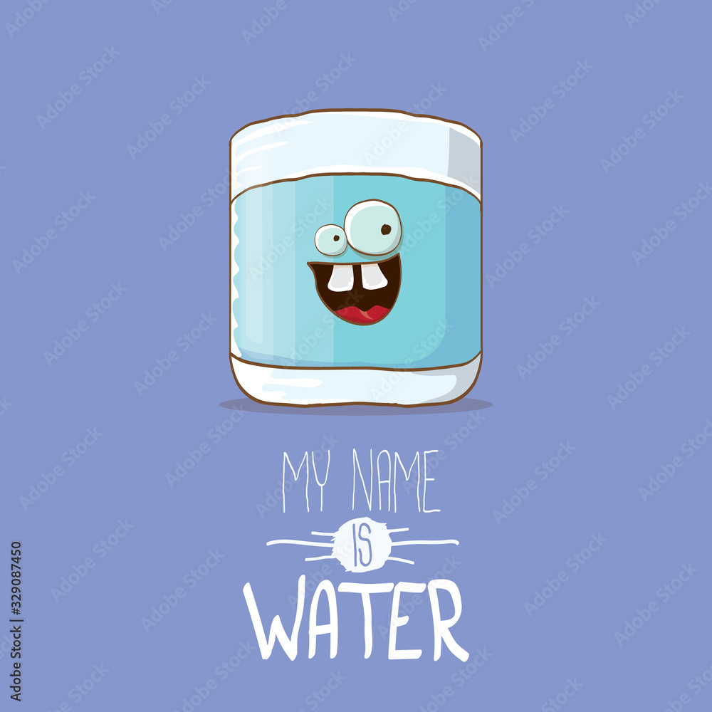 funny cartoon cute smiling still water glass character isolated on ...