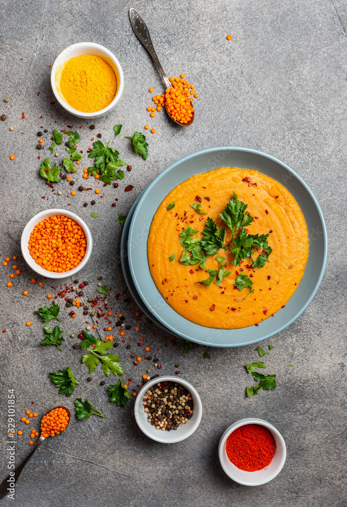 Indian dal. Traditional Indian soup lentils. Indian Dhal spicy curry in ...