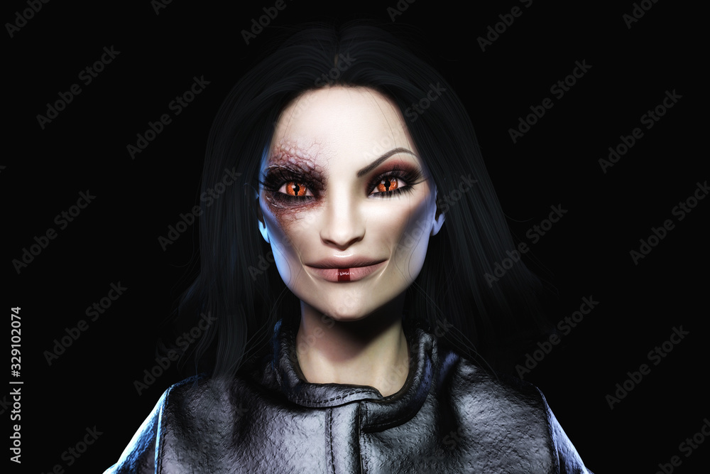 Artistic 3D illustration of a gothic vamp Stock Illustration | Adobe Stock