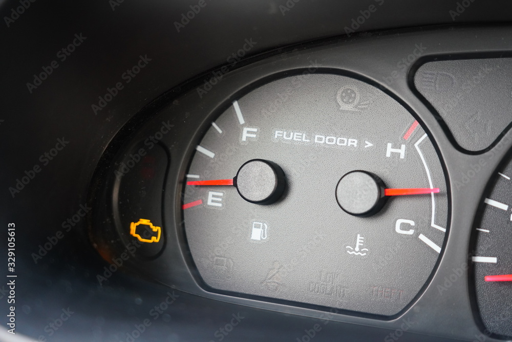 Fuel gauge, vehicle engine temperature, Miles Per Hour Speed indicator ...