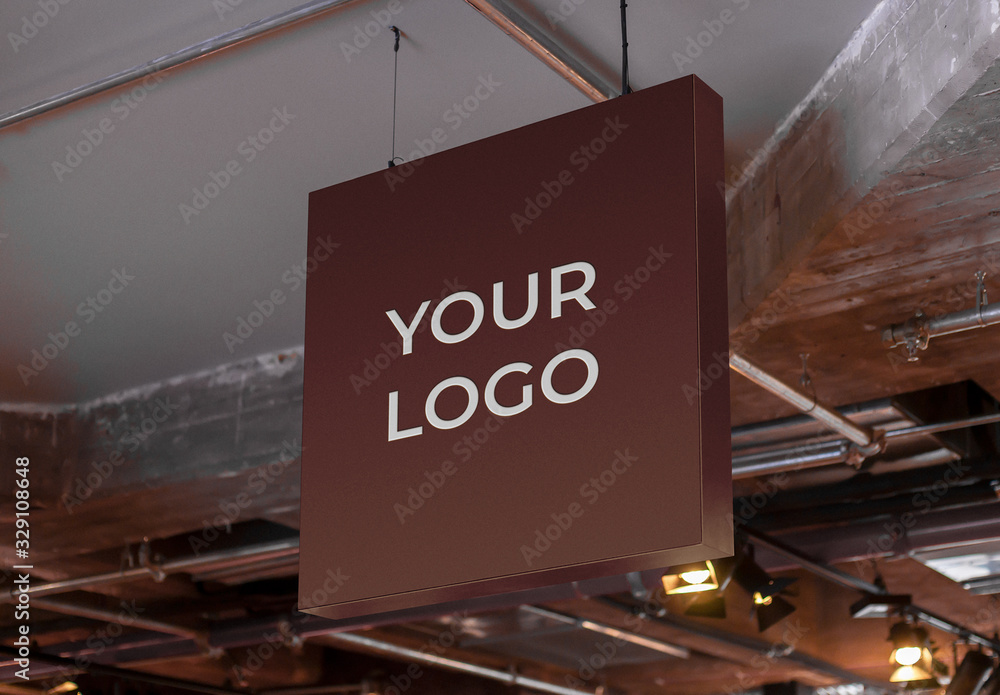 Indoor Rectangle Mockup Mount Sign in Store Stock Template | Adobe Stock