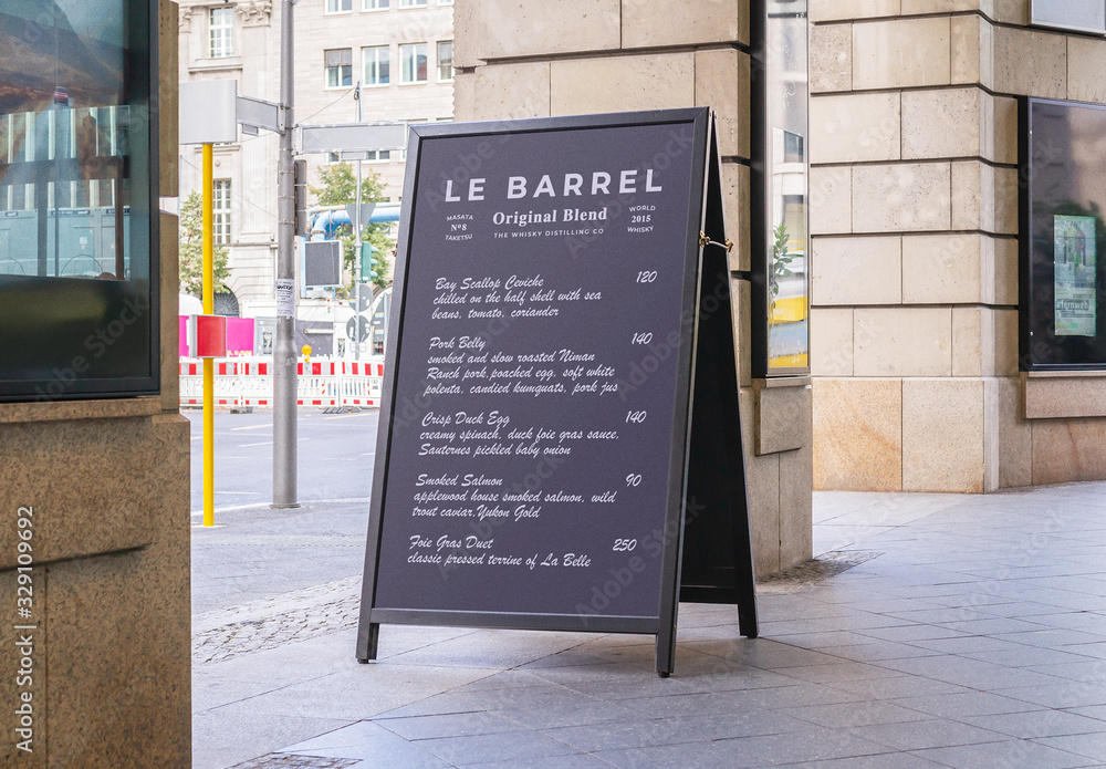 Entrance Logo Mockup Sign on Sidewalk Stock Template | Adobe Stock