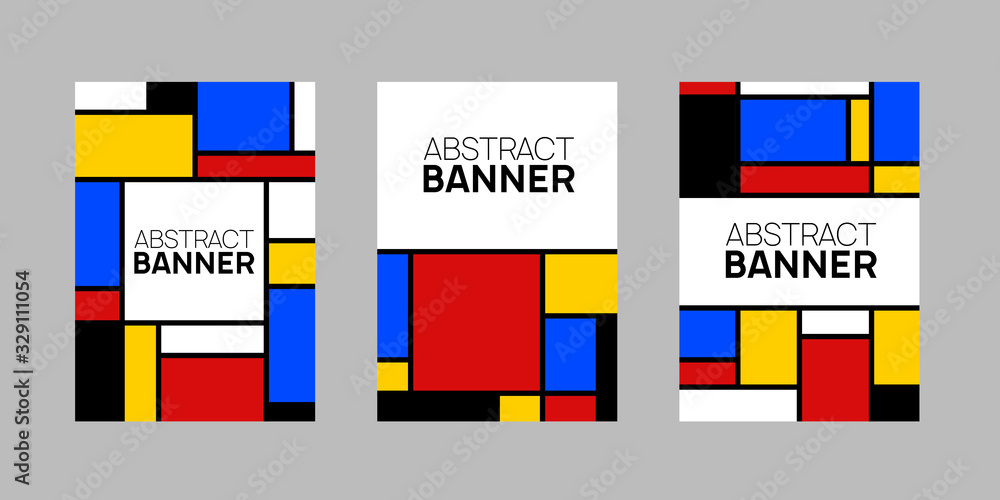 Abstract geometric banner. Retro flat style design. Vector illustration ...