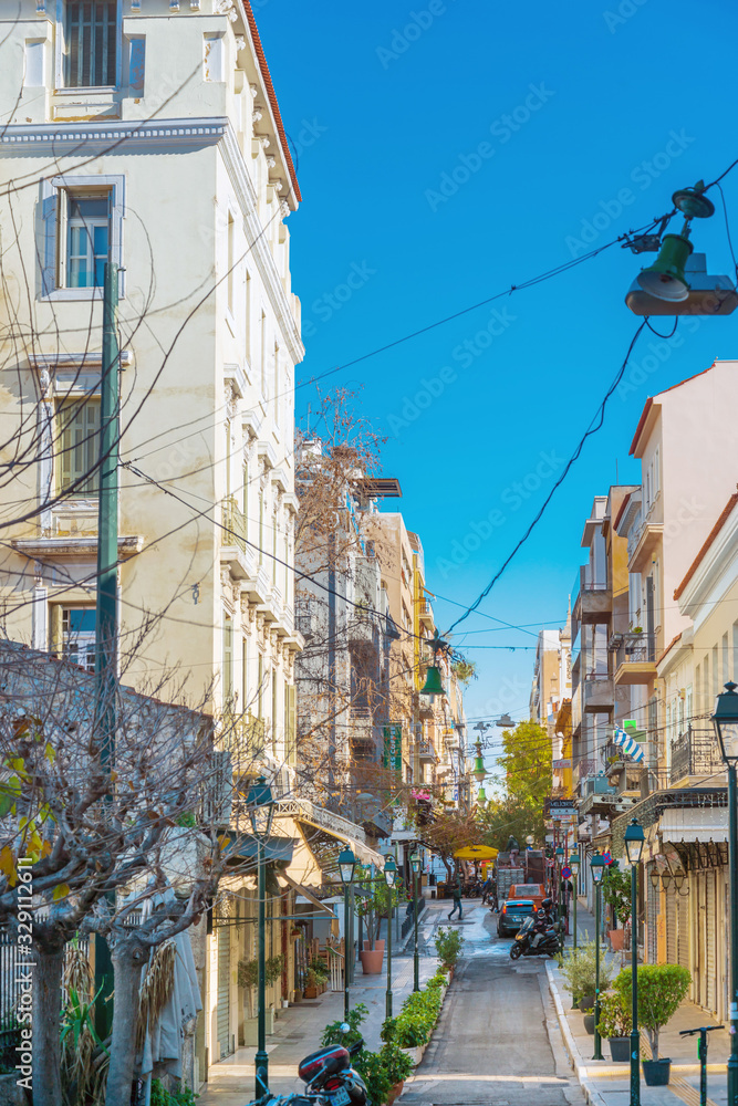 ATHENS, GREECE - February 29, 2022: Street view of downtown Athens ...