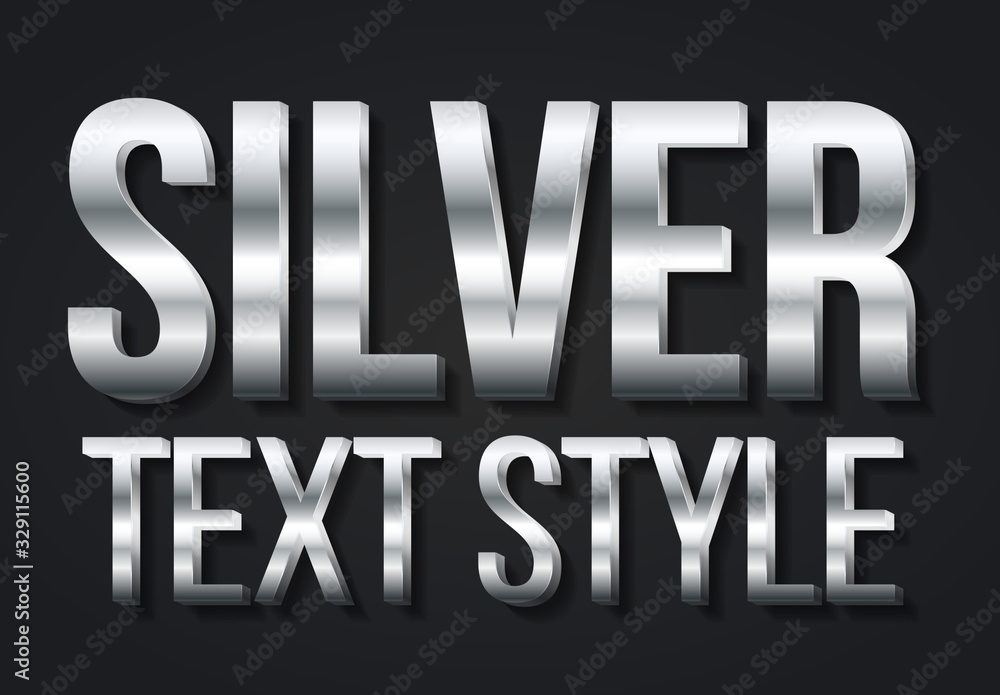 Silver Metallic Text Effect Mockup Stock Template | Adobe Stock