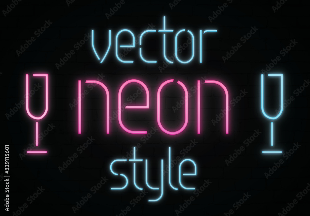 Neon Light Text Style Mockup Stock Template | Adobe Stock