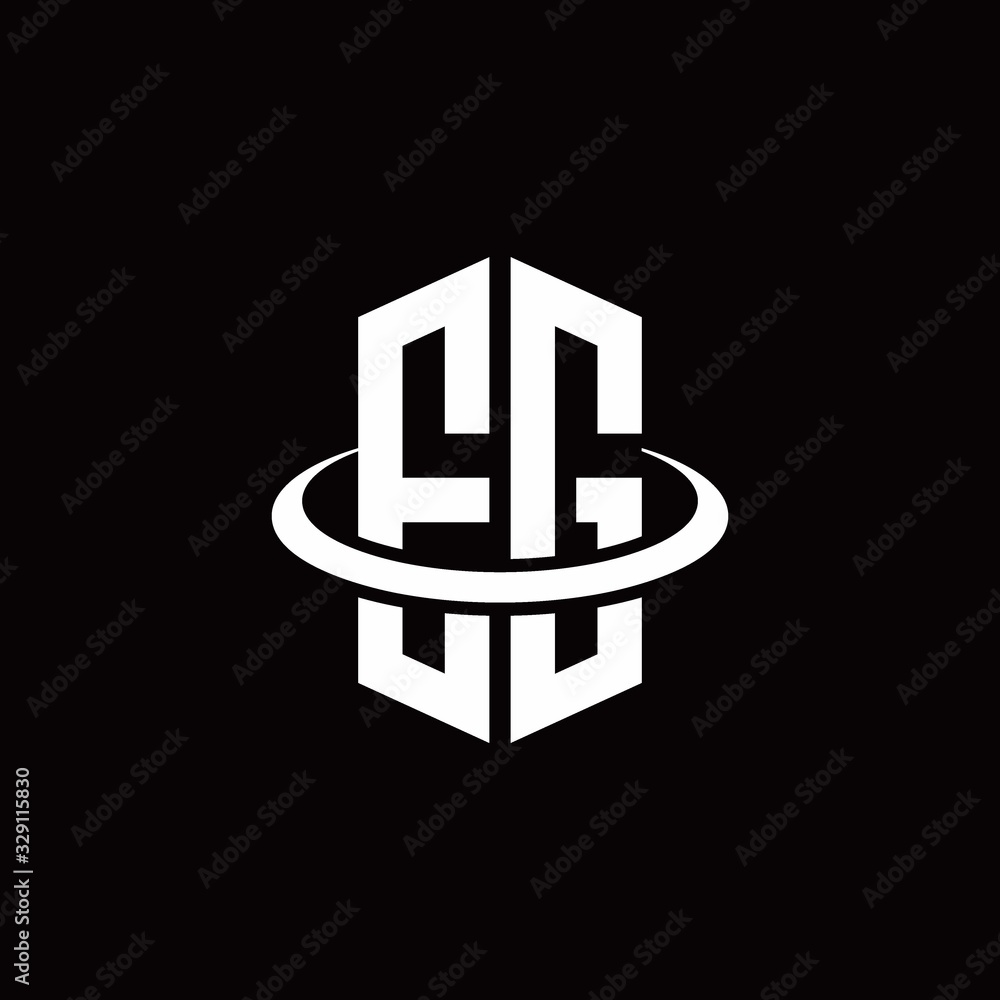 Vecteur Stock EG monogram logo in a hexagon style and surrounded by a ...