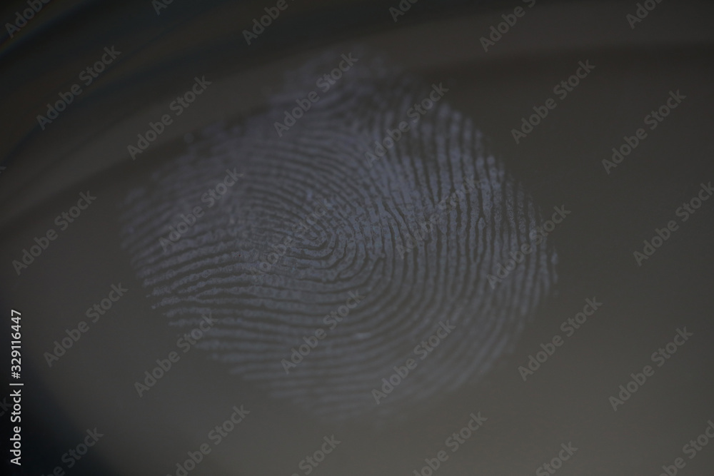 Fingerprint mark on clear glass as crime evidence Stock Photo | Adobe Stock