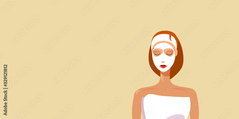 young woman applying face mask wrapped in towel girl with clean fresh ...