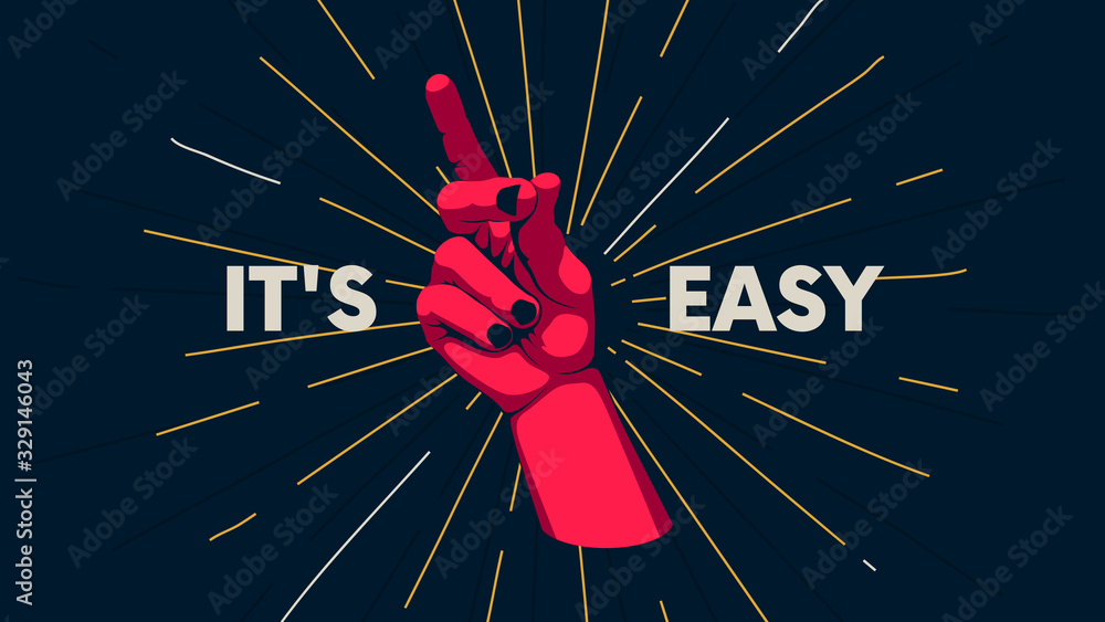 Gesture of a human hand against the background of the sunburst ...