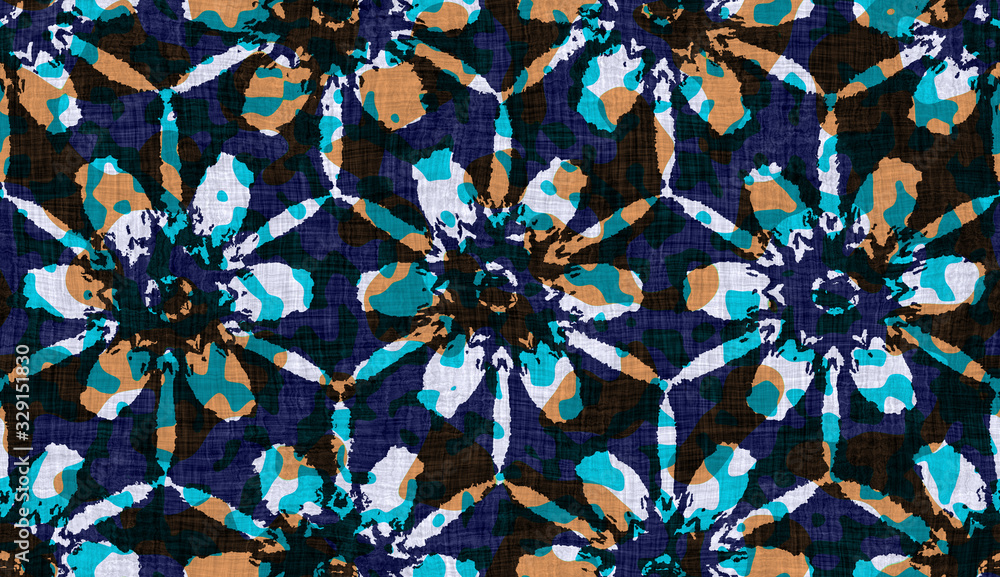 Seamless indigo dyed bandana texture. Blue dark woven cotton effect ...