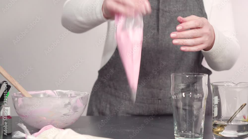 Step by step. Mixing in food coloring into the royal icing to decorate ...