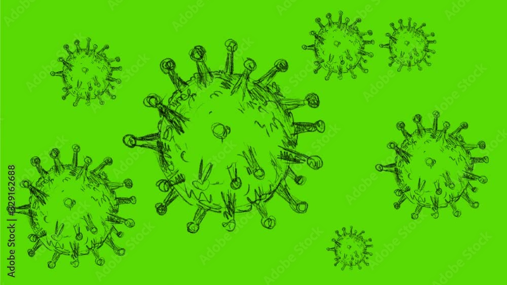 2d Animation motion graphics drawing of a microscopic view of floating ...