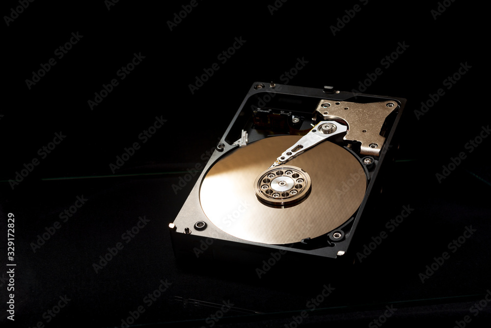 Internal parts of the hard drive. HDD. Computer memory. Modern ...