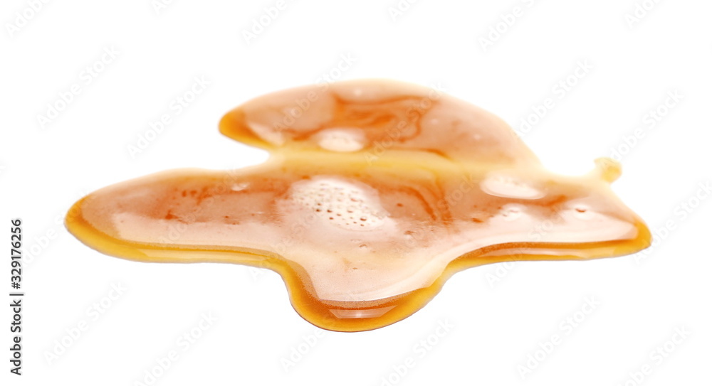 Spilled beer puddle with foam isolated on white background and texture ...