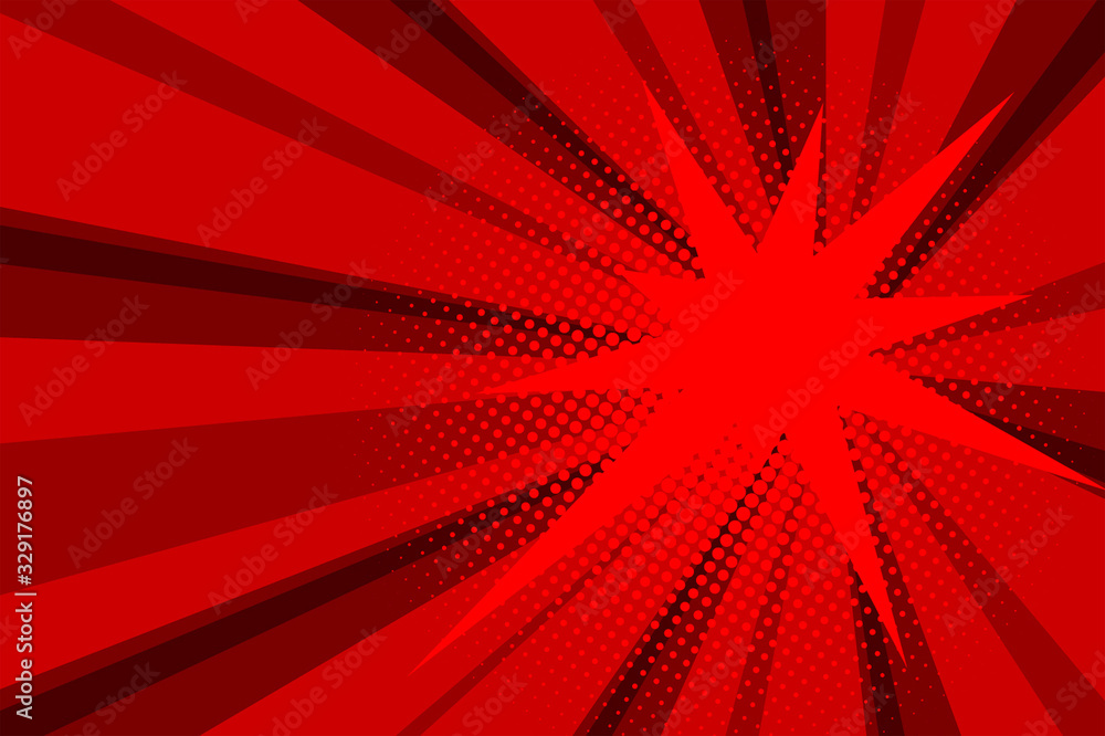 Comic red sunbeam background Retro pop art style cartoon Stock Vector ...