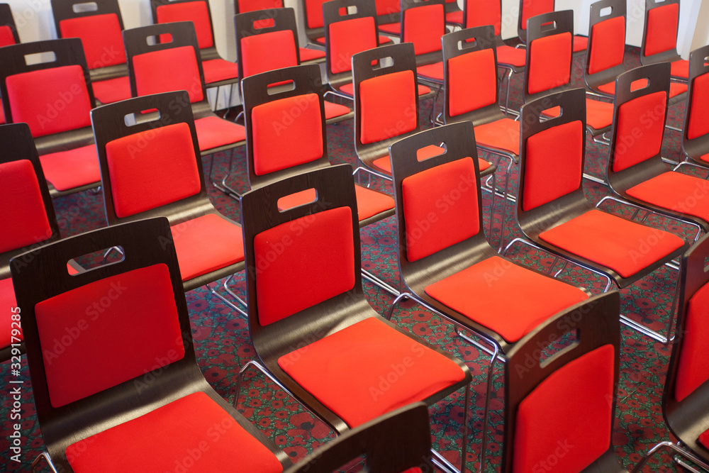 Interior of empty modern meetingroom. Conference room in a hotel for ...