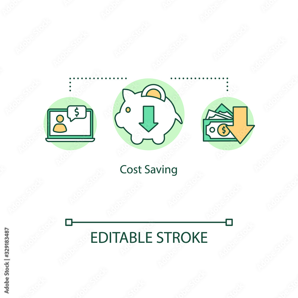 Cost saving concept icon. Reducing expenses and limiting expenditure ...