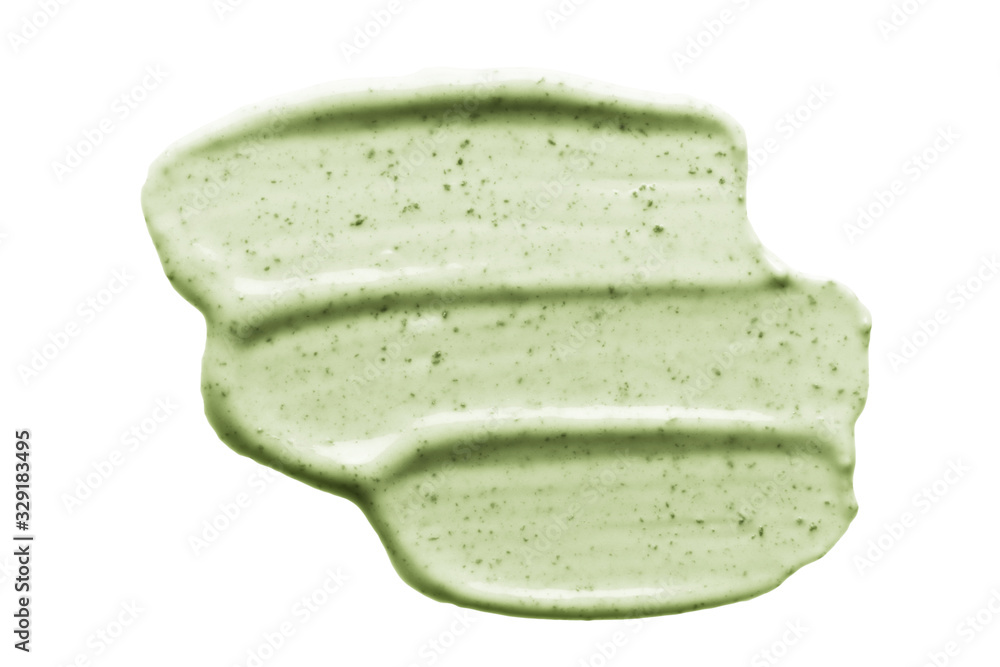 Face scrub creamy texture. Green natural cosmetic exfoliation cleanser ...