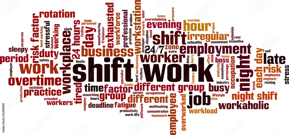 Shift work word cloud concept. Collage made of words about shift work ...