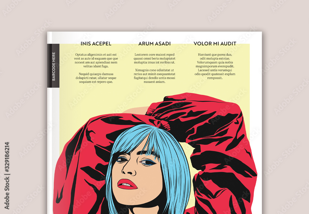 Illustrated Magazine Cover Layout Stock Template | Adobe Stock