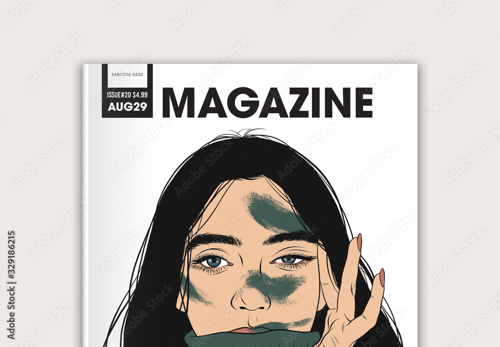 Illustrated Magazine Cover Layout Stock Template | Adobe Stock