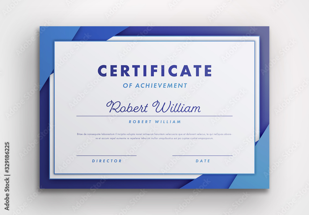 Certificate of Achievement Layout with Blue Border Stock Template ...