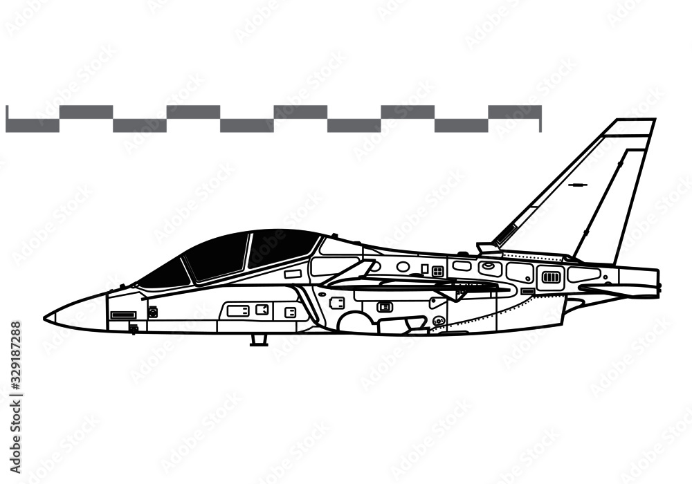 Vetor de Alenia Aermacchi M-346 Master. Vector drawing of training jet ...