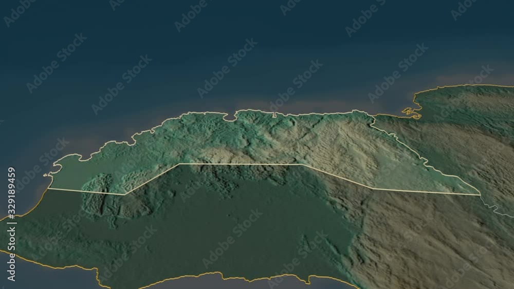 Hanover, parish with its capital, zoomed and extruded on the relief map ...