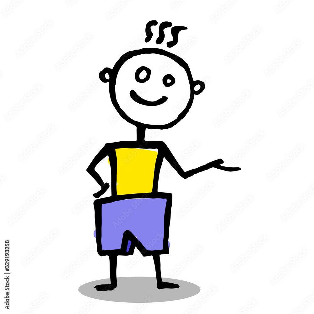 Happy stickman ready to help you in everything. Stickman showing ...