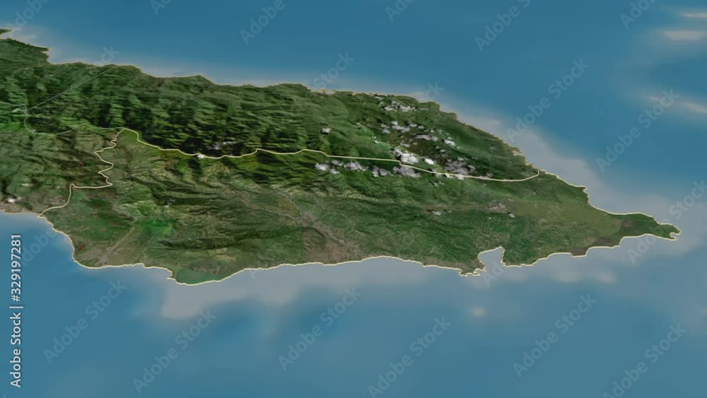 Saint Thomas, parish with its capital, zoomed and extruded on the ...