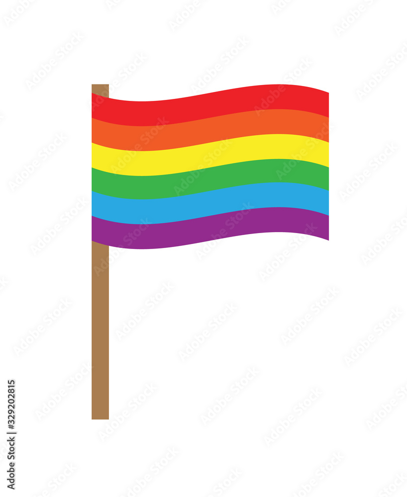 Vector flat cartoon lgbt rainbow flag isolated on white background ...