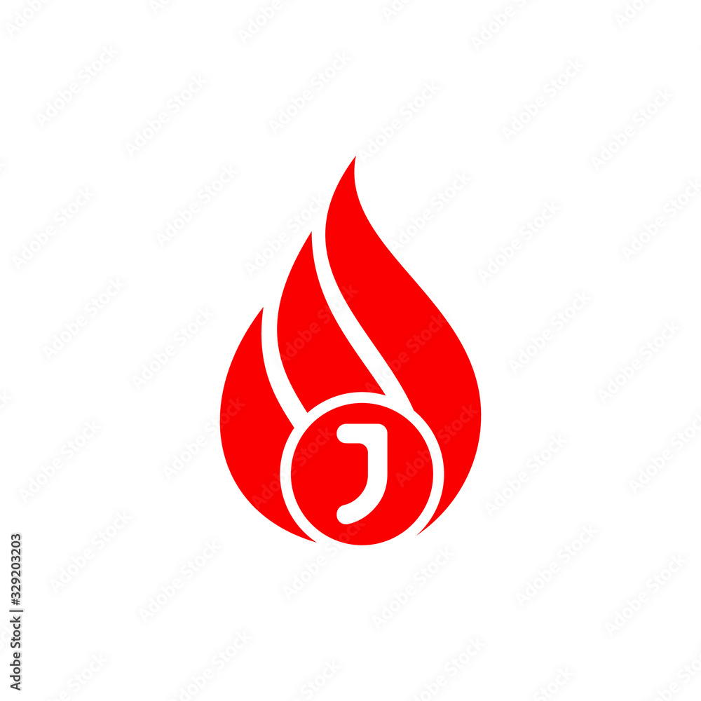 Logo J fire flat icon template Stock Vector | Adobe Stock