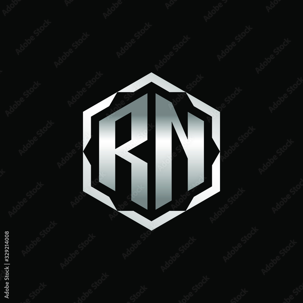 Initial Letters RN Hexagon Logo Design Stock Vector | Adobe Stock