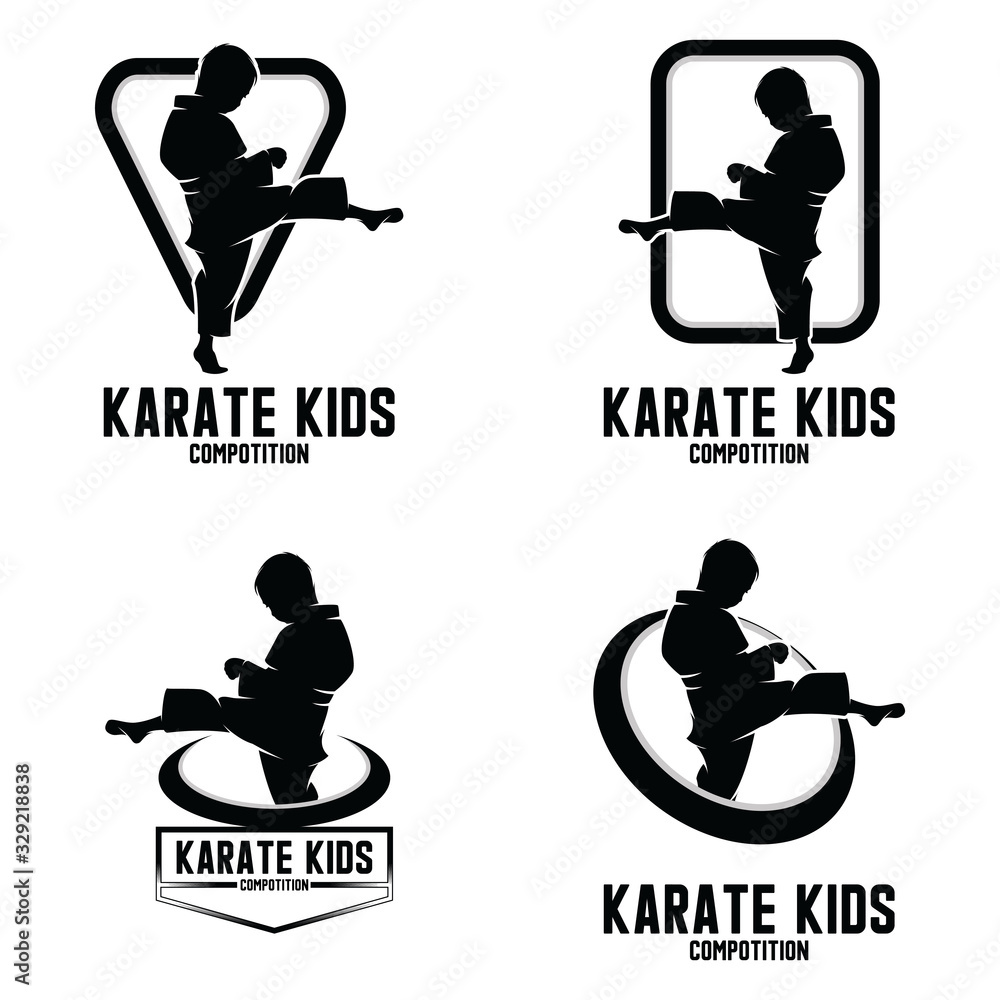 Collection of karate kids logo design template Stock Vector | Adobe Stock