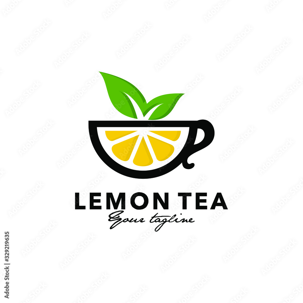 lemon and tea cup abstract vector logo design Stock Vector | Adobe Stock