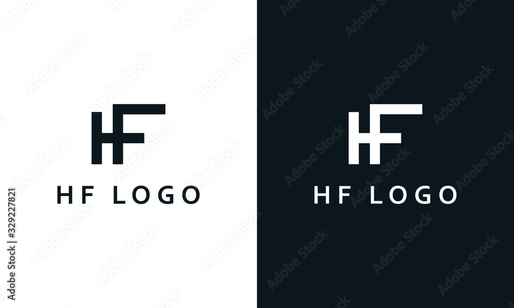 Minimal modern line art letter HF logo. This logo icon incorporate with ...