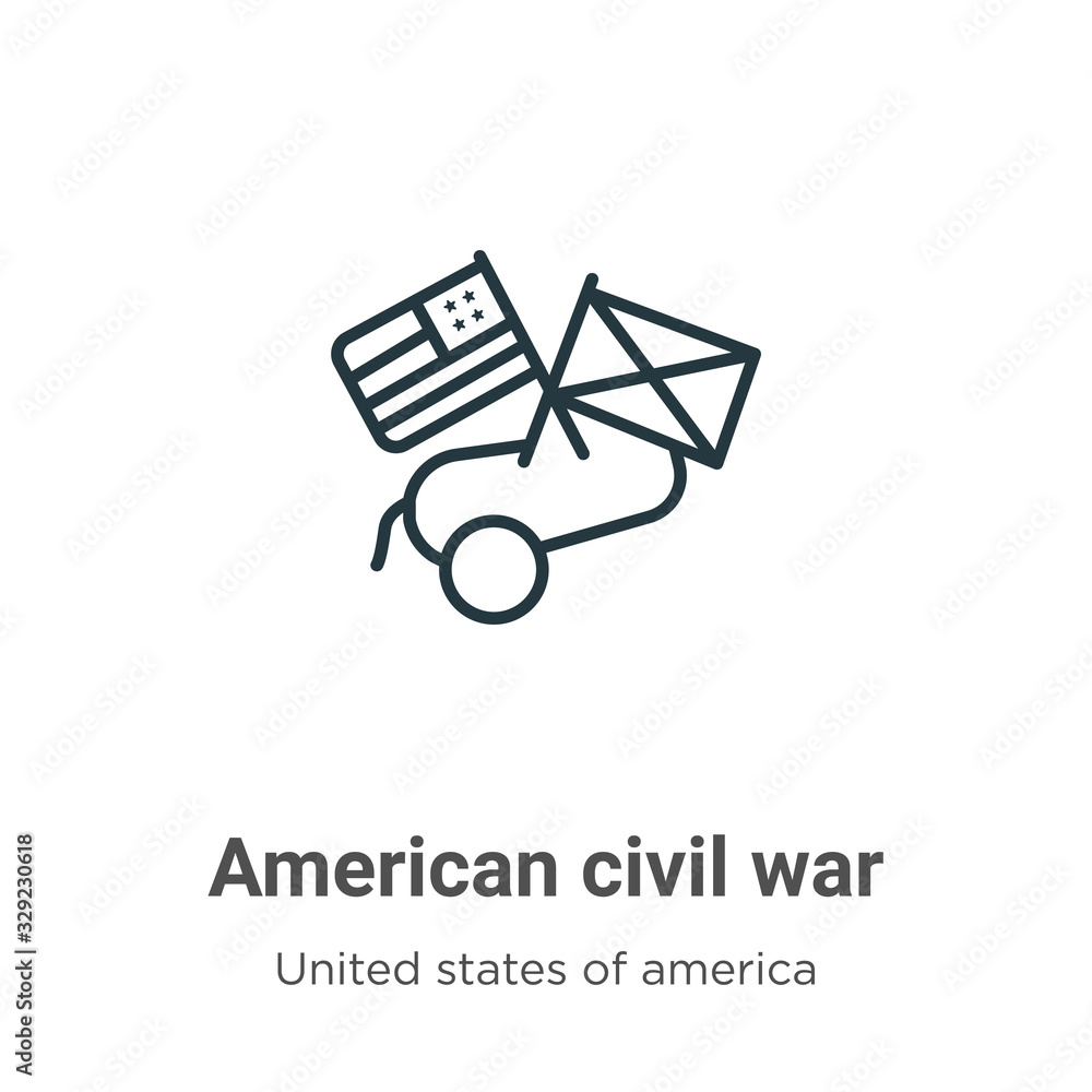 American civil war outline vector icon. Thin line black american civil ...