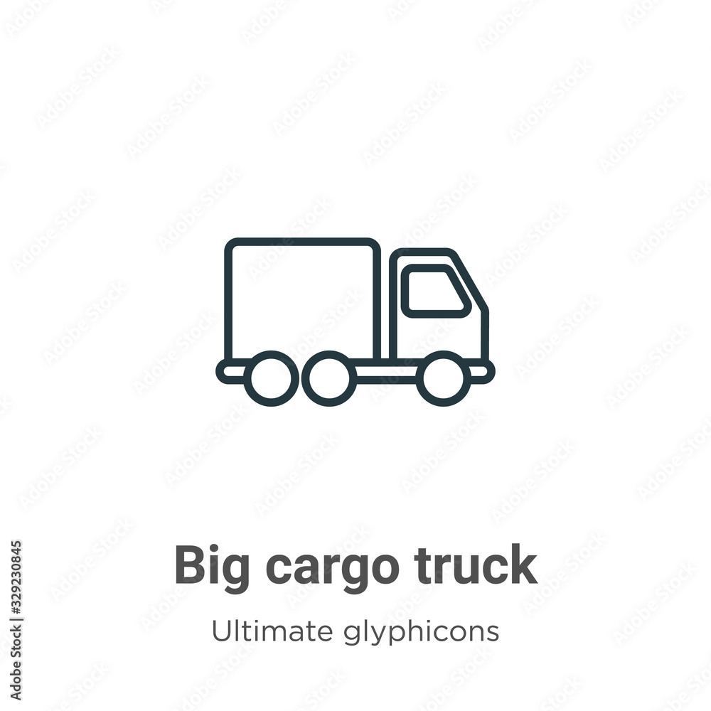 Big cargo truck outline vector icon. Thin line black big cargo truck ...