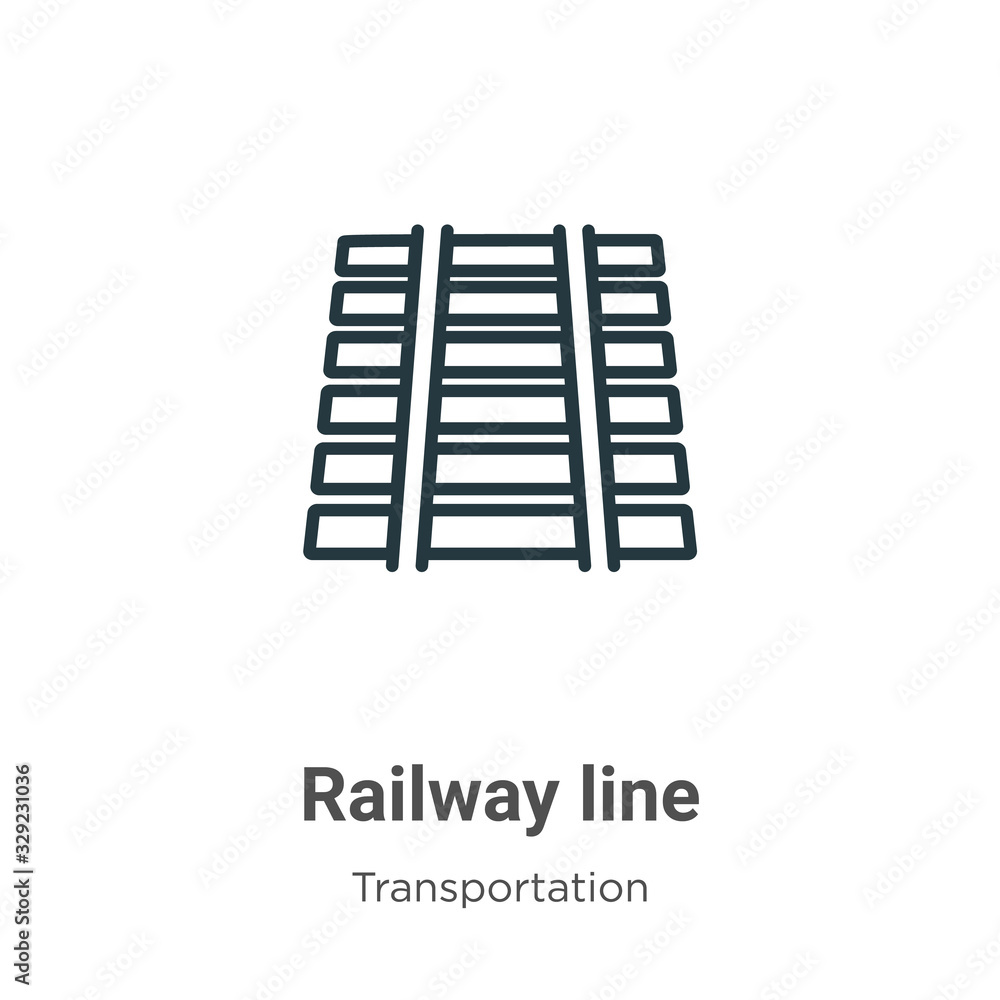 Railway line outline vector icon. Thin line black railway line icon ...
