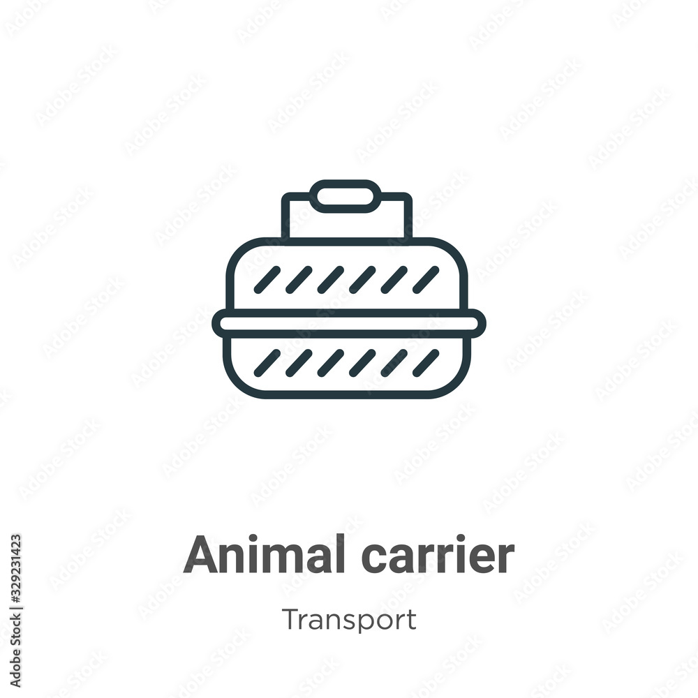 Animal carrier outline vector icon. Thin line black animal carrier icon ...