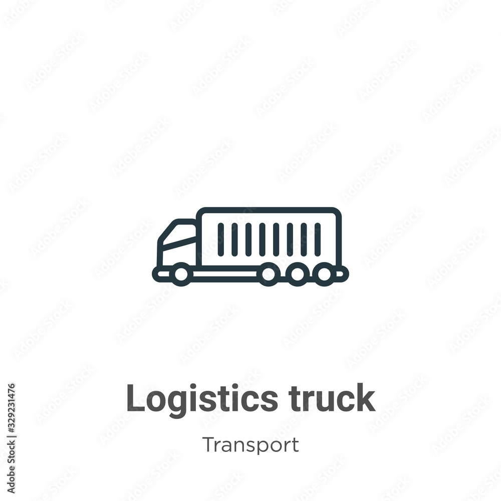 Logistics truck outline vector icon. Thin line black logistics truck ...