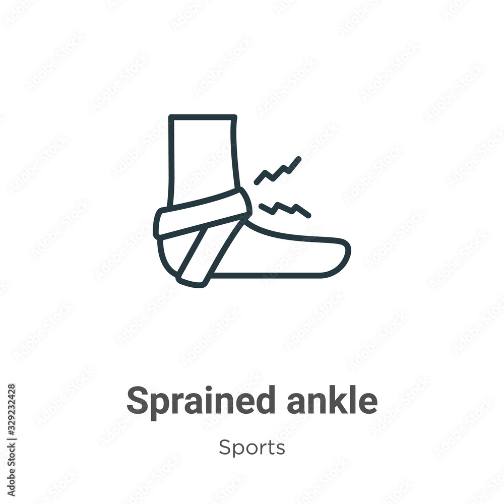 Sprained ankle outline vector icon. Thin line black sprained ankle icon ...