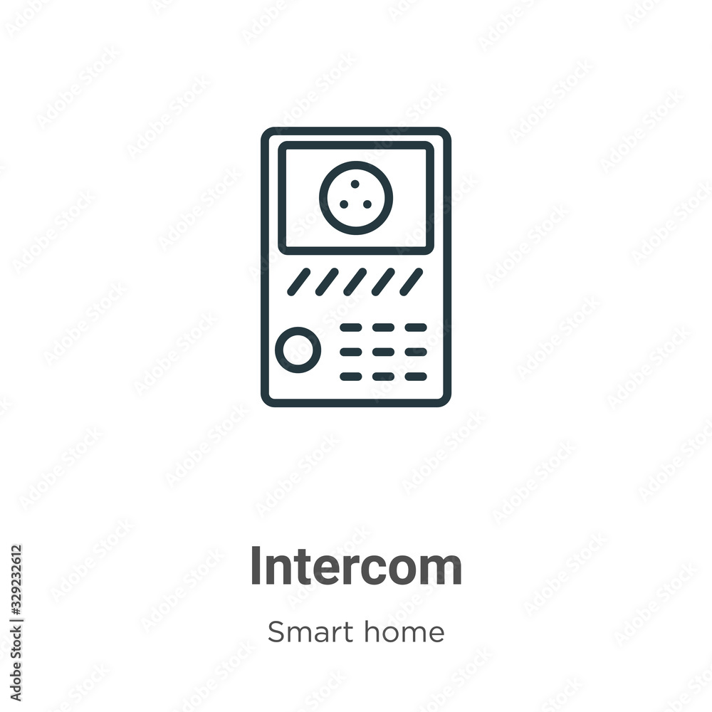 Intercom outline vector icon. Thin line black intercom icon, flat vector simple element ...